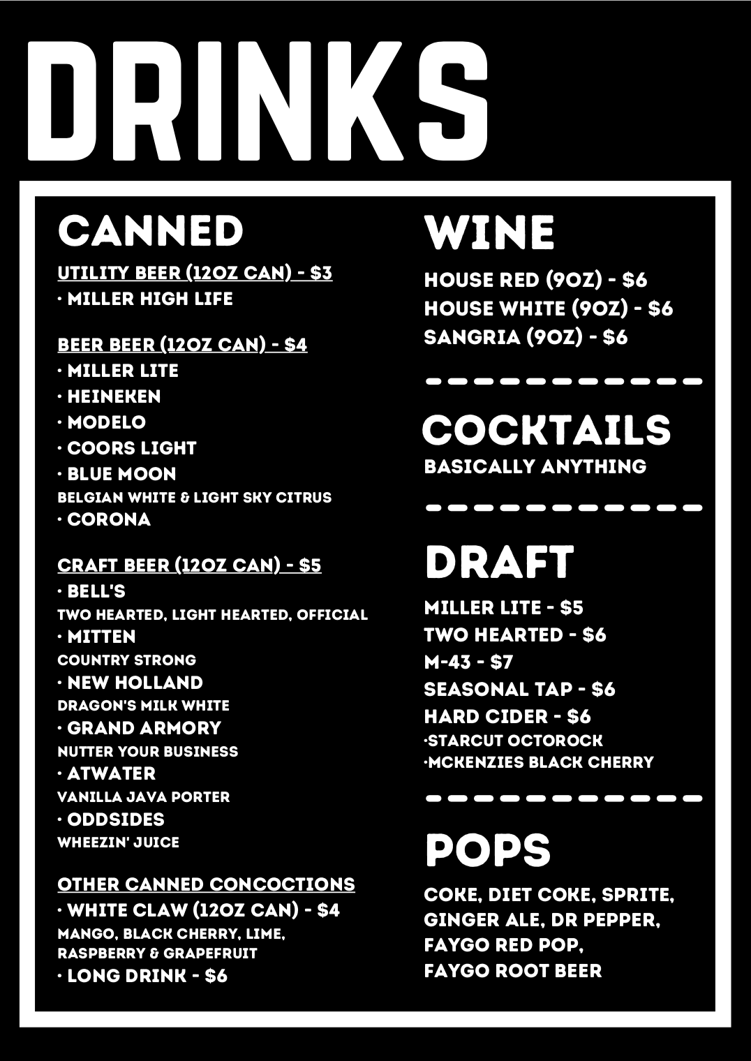 Venue & Menu - The Comedy Project: Grand Rapids' Home for Comedy!